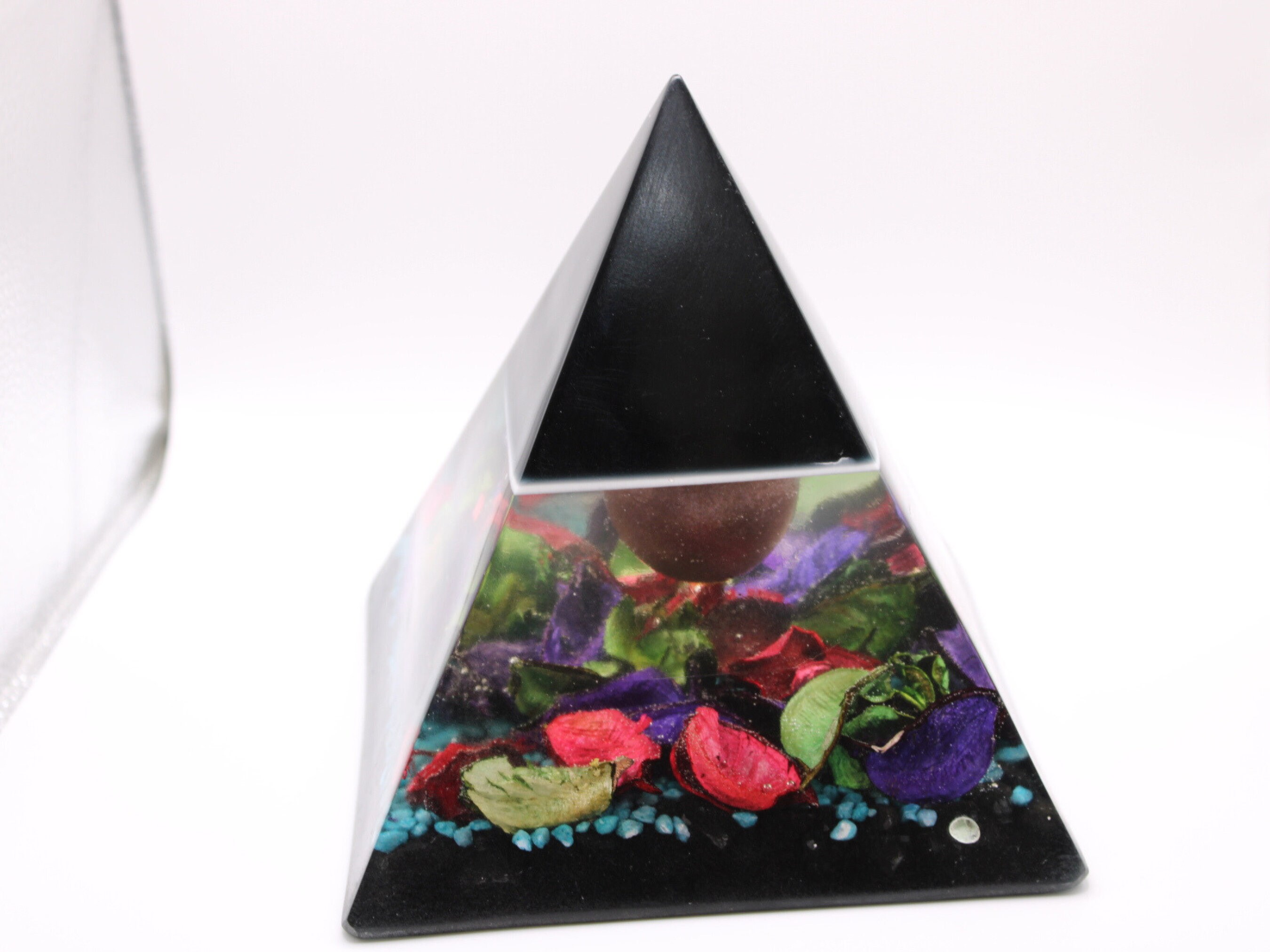 Handcrafted Large Resin Pyramid With Dried Flowers, Unique Home Decor ...
