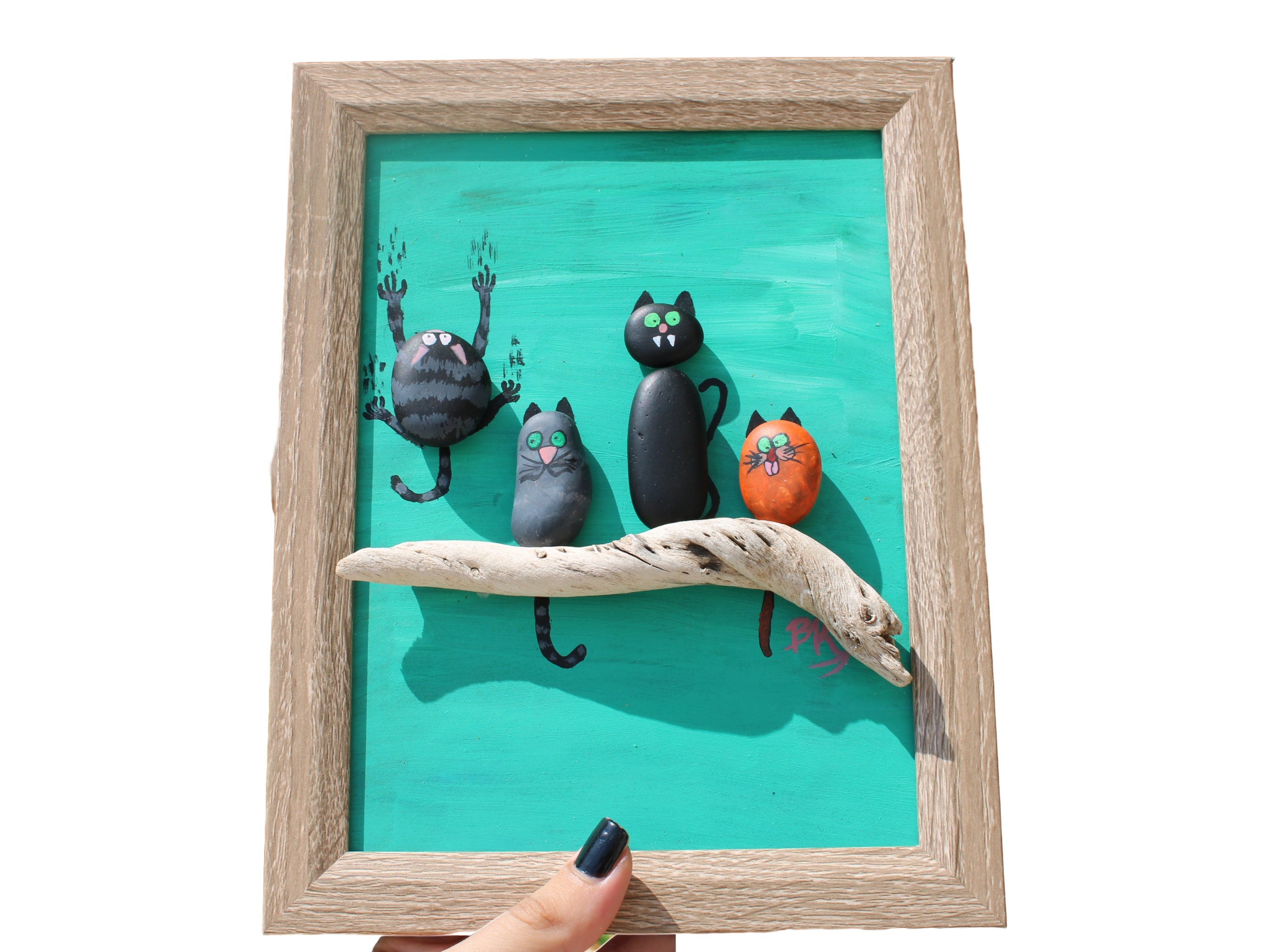 Funny Cats Pebble Art Handcrafted Cat Lover's Gift - Etsy