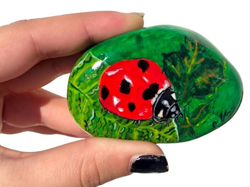Ladybug Rocks Decorative Stone Ladybug Decor Good Luck - Etsy
