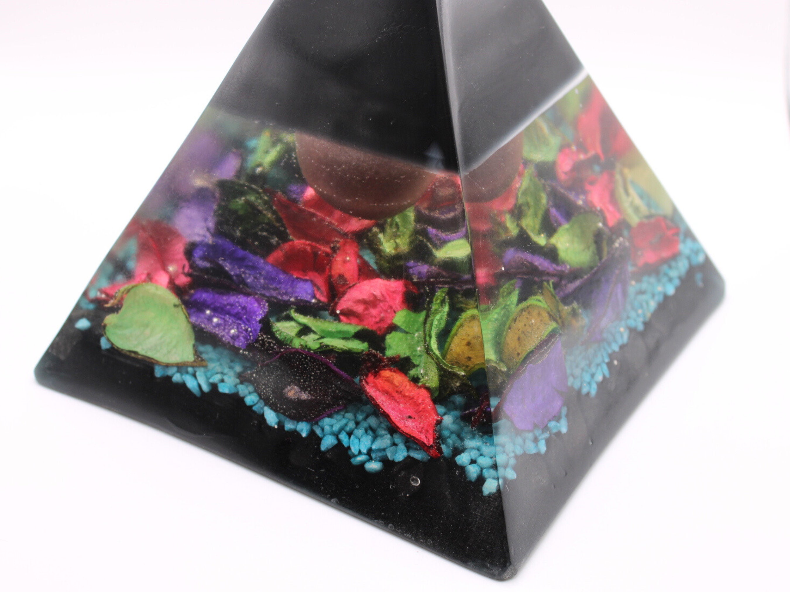 Handcrafted Large Resin Pyramid With Dried Flowers, Unique Home Decor ...