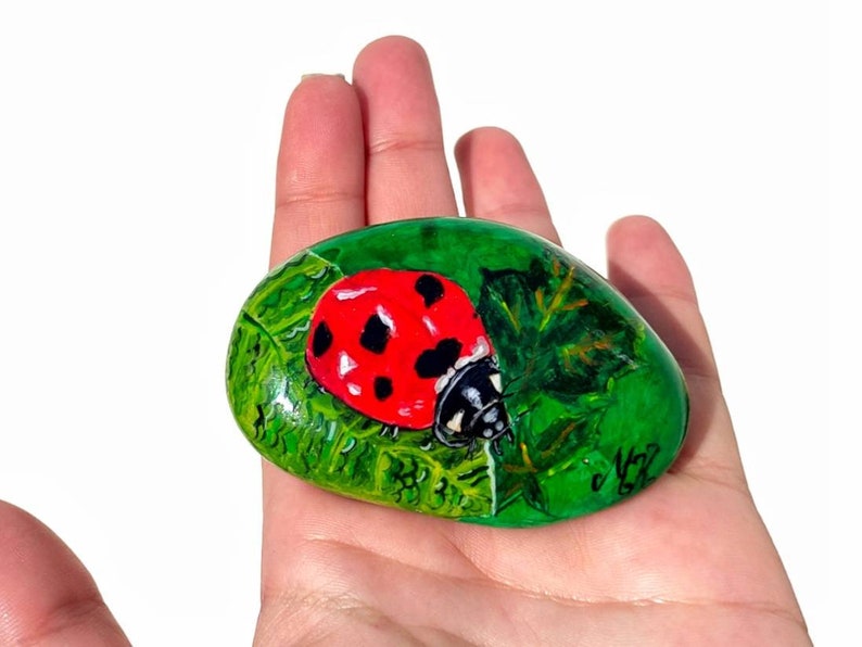Ladybug Rocks Decorative Stone Ladybug Decor Good Luck - Etsy