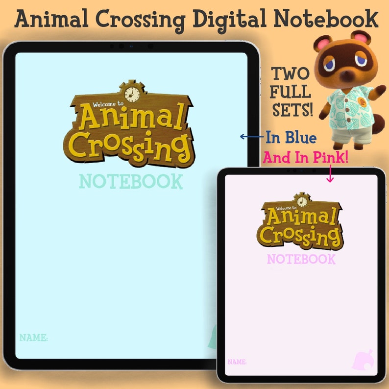 Animal Crossing Notebook Blue and Pink Digital Download PDF - Etsy