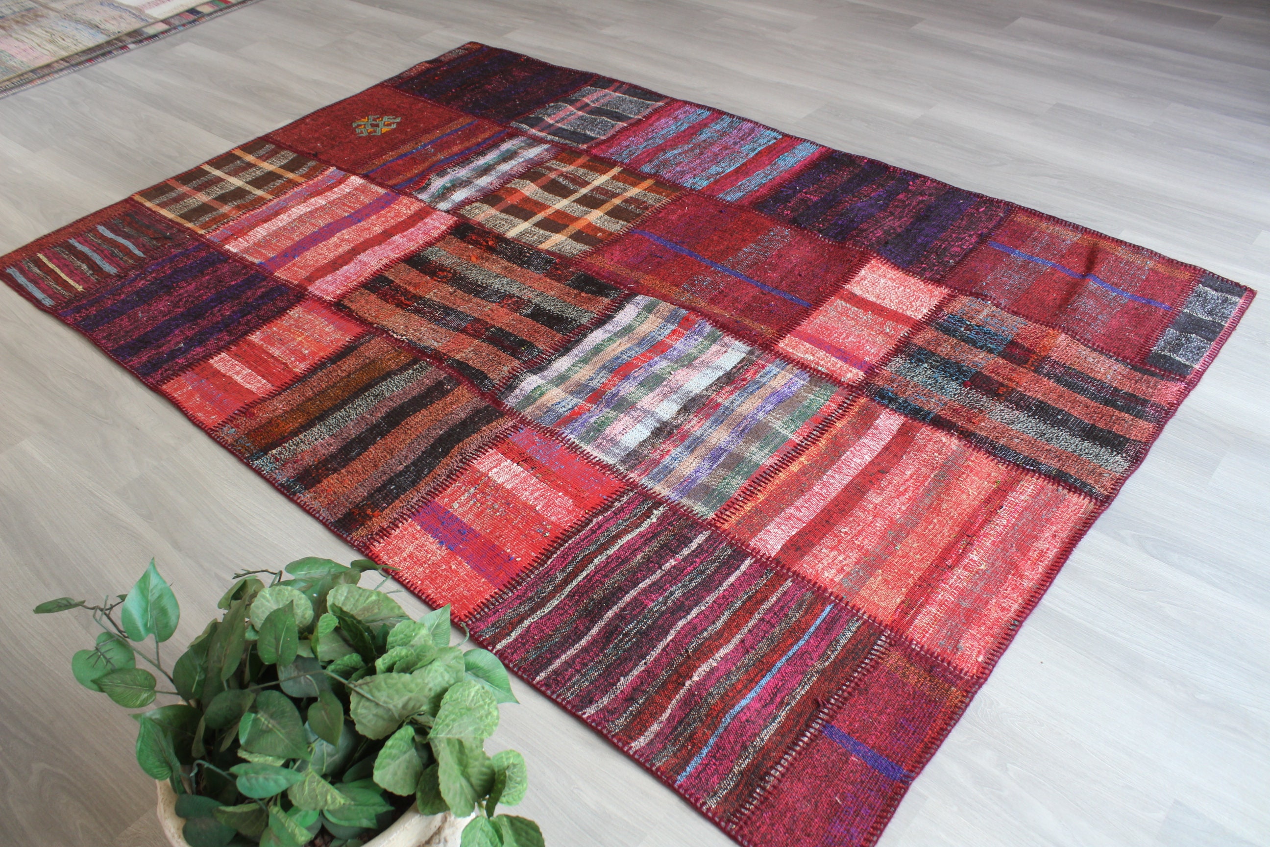 Red Patchwork Kilim Patchwork Rag Rug Handmade Patchwork - Etsy UK