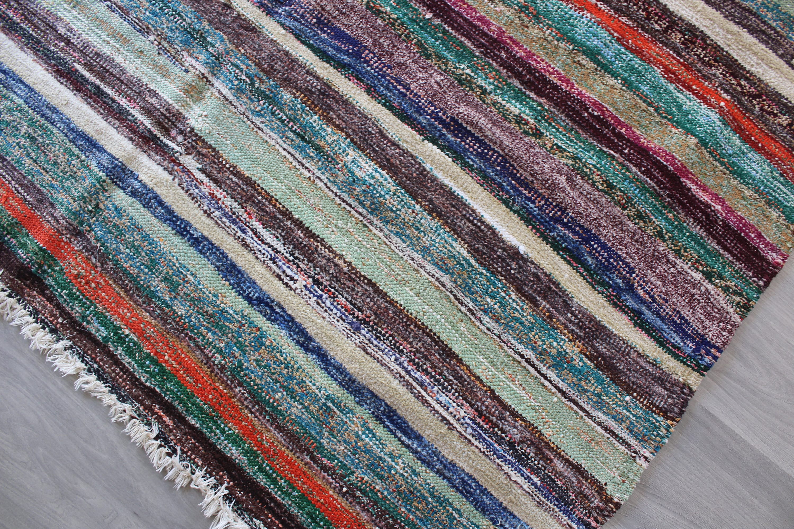 Vintage Rag Rug Ethnic Rag Rug Striped Rag Rug Bohemian - Etsy