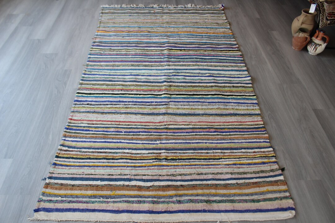 Vintage Rag Rug , Ethnic Rag Rug, Bohemian Rag Rug , Striped Rag Rug ...