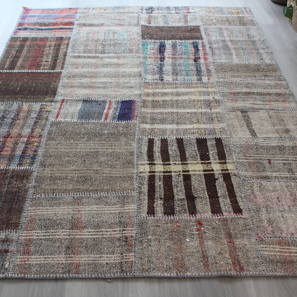Gray Patchwork Rug - Etsy
