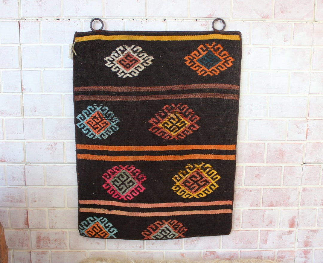 Aztec Style Rug Wall Hanging, Ethnic Wall Decor, Vintage Kilim Wall ...