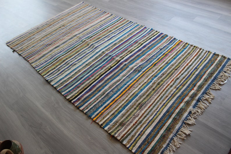Vintage Rag Rug , Ethnic Rag Rug, Bohemian Rag Rug , Striped Rag Rug ...