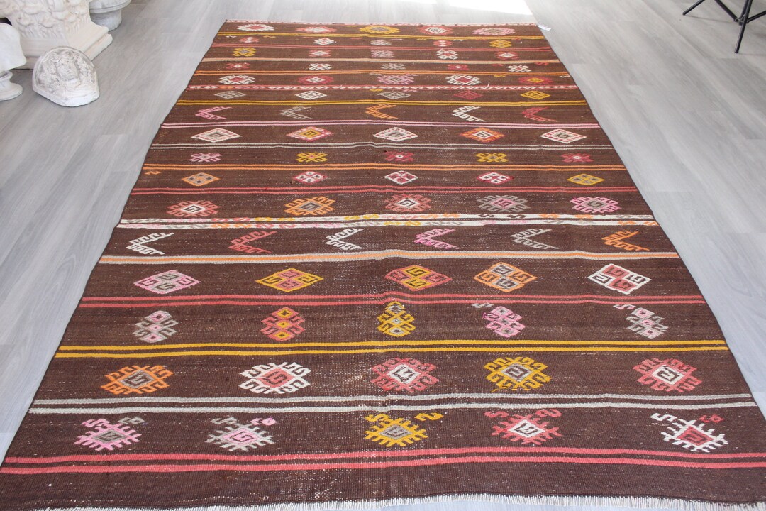 6'x10' Ethnic Camel Color Rug, Bohemian Kilim Rug, Vintage Camel Wool ...