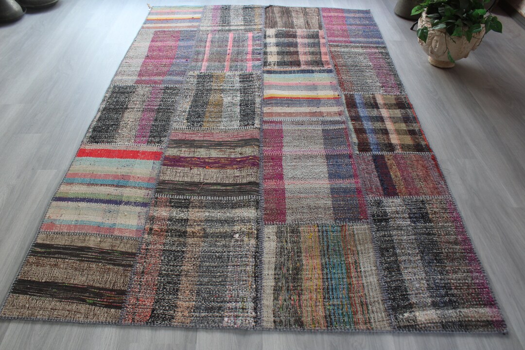 Vintage Rag Rug, Ethnic Rag Rug, Patchwork Rug Rug, Bohemian, Large Rag ...