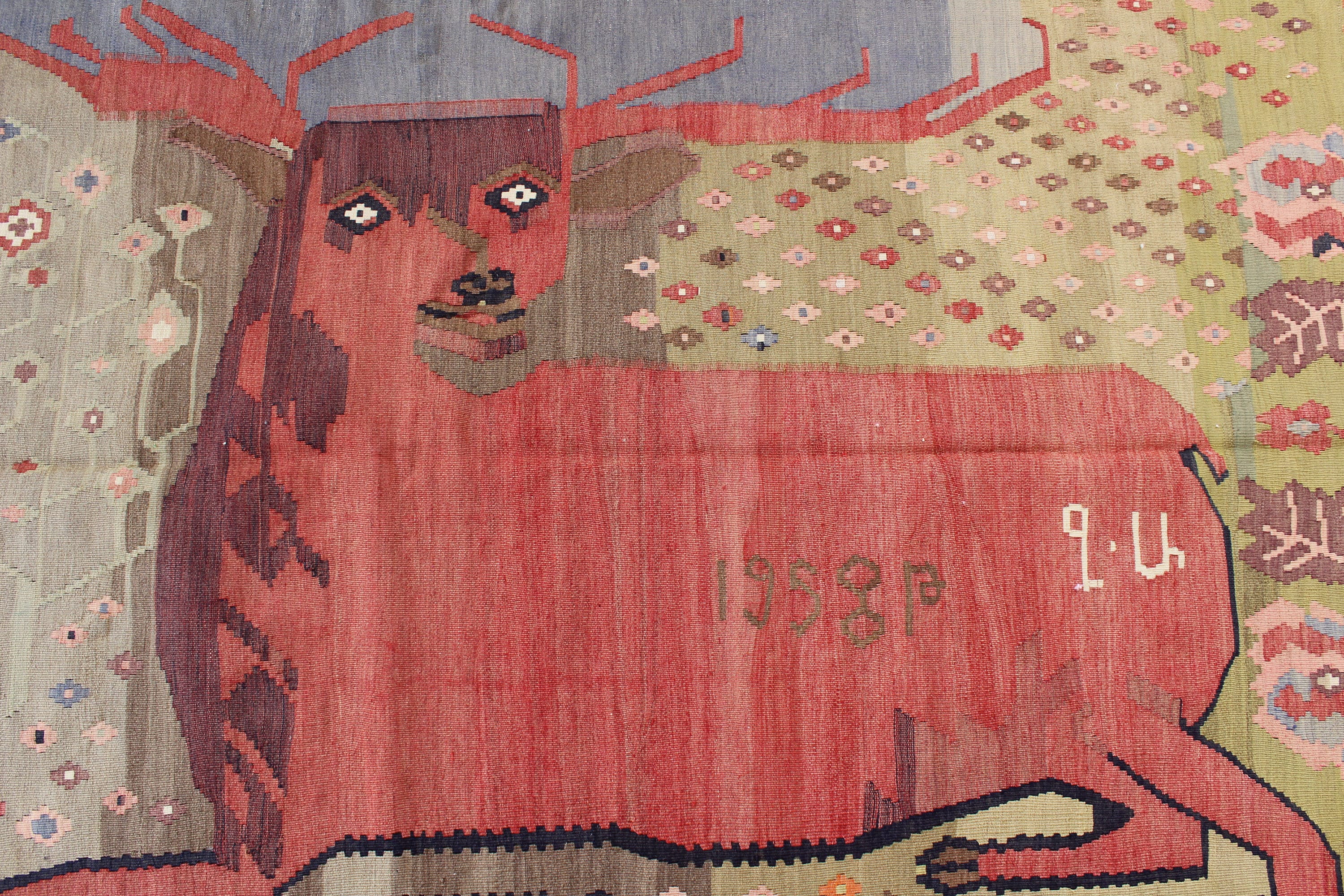 Armenian Kilim From 1958 , Ethnic Vintage Kilim Rug, Bohemian Kilim Rug ...