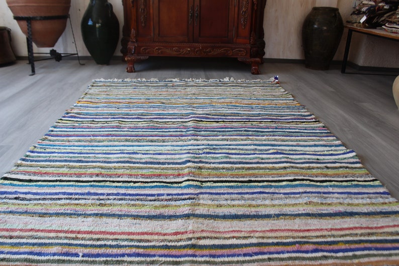 Vintage Rag Rug Ethnic Rag Rug Bohemian Rag Rug Striped - Etsy