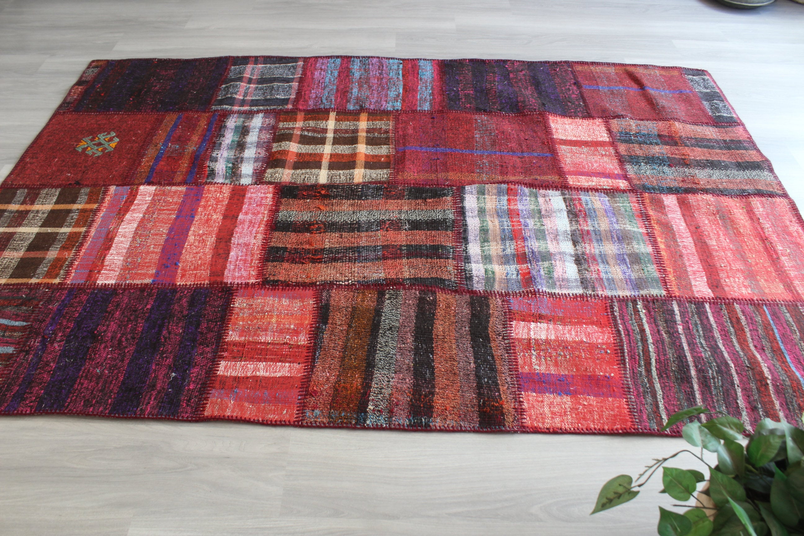 Red Patchwork Kilim Patchwork Rag Rug Handmade Patchwork - Etsy