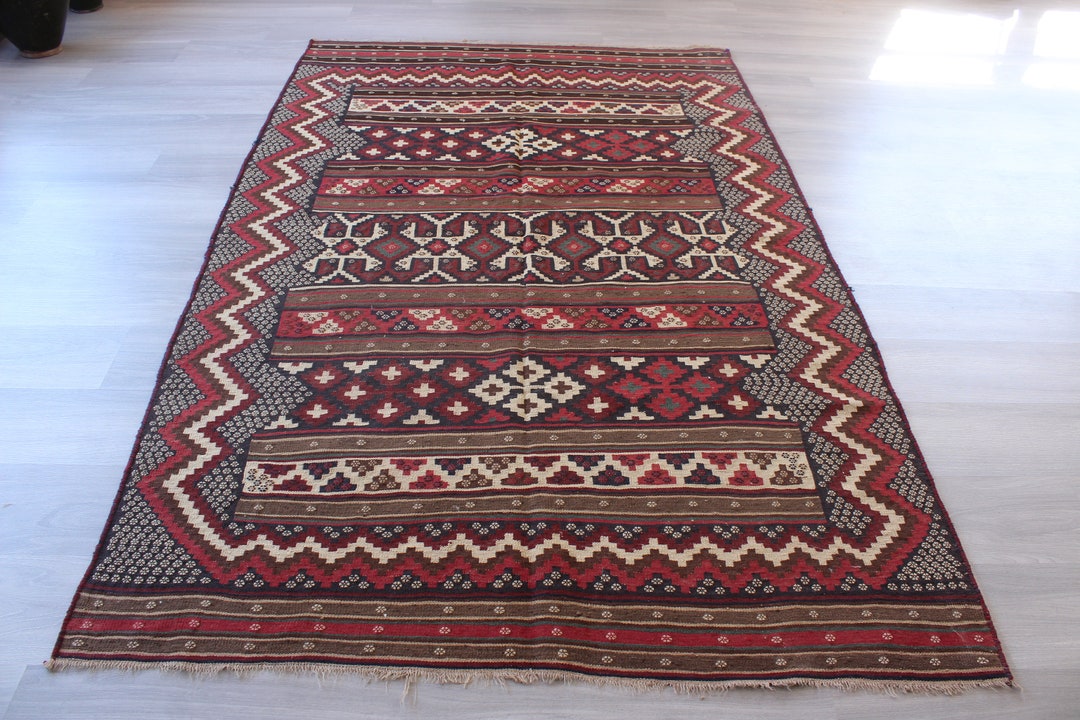 Ethnic Blue-red Kilim Ethnic Handwoven Rug Van Kilim Rug - Etsy