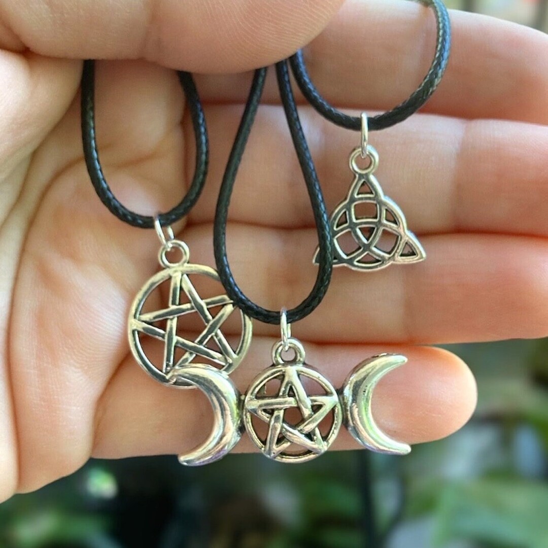 Pentacle, Triquetra, or Triple Moon Pentacle Necklace - Pagan Symbol ...