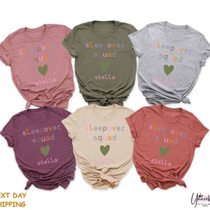 Personalized Matching Shirts, Sleepover Shirts, Custom Sleepover Squad ...