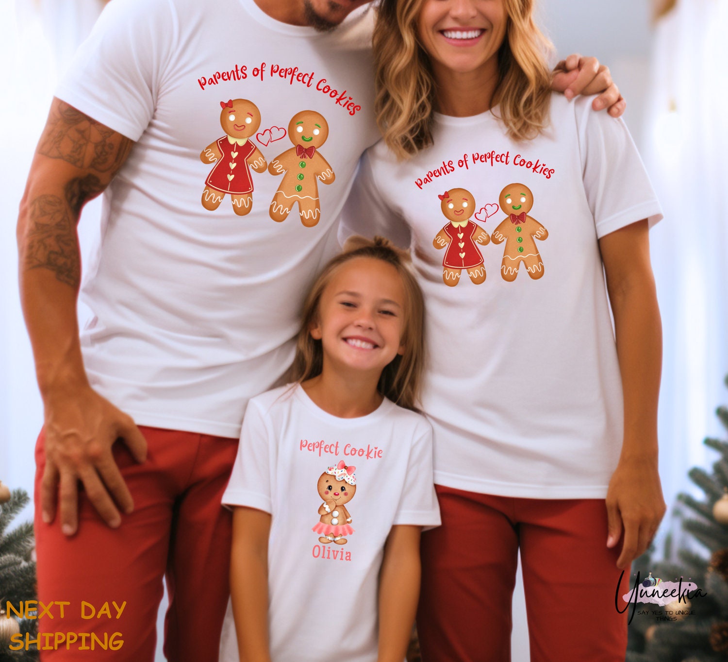 Gingerbread Matching Family Christmas Pajamas Shirts, Personalized ...