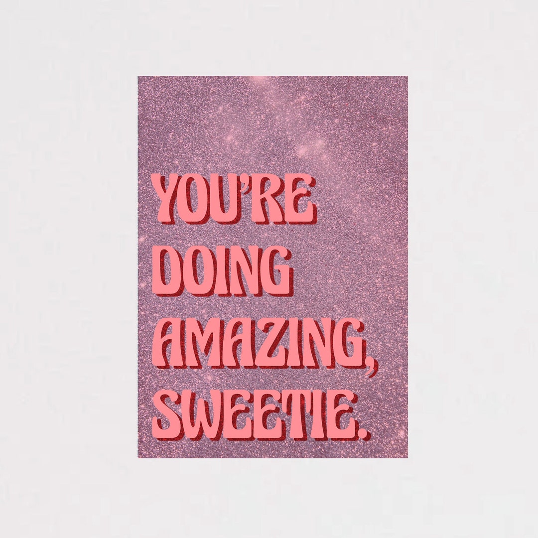 You're Doing Amazing Wall Decor, Wall Art, Pink, Glitter, Quirky, Girl ...