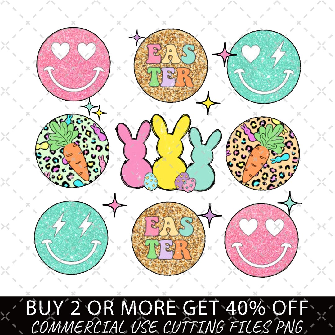 Easter Vibes Retro Png, Easter Bunny Png, Leopard Smiley Bunny Png ...