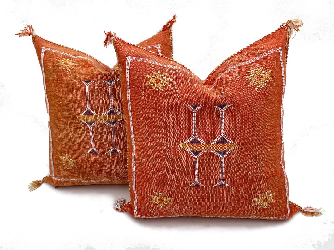 Sandy Orange Pillows Silk 20x20 ,orange Cactus Silk Pillow ,lumbar ...