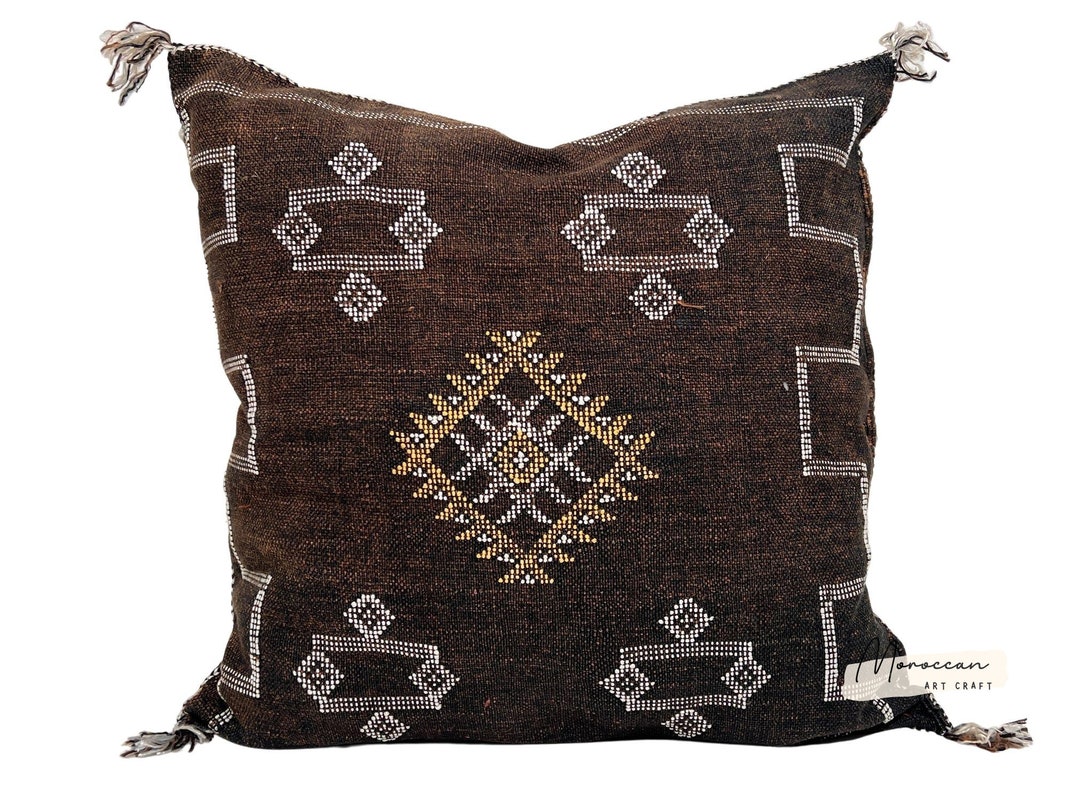 Brown Pillows Silk All Sizes ,pillow Cactus Silk, Moroccan Lumbar ...
