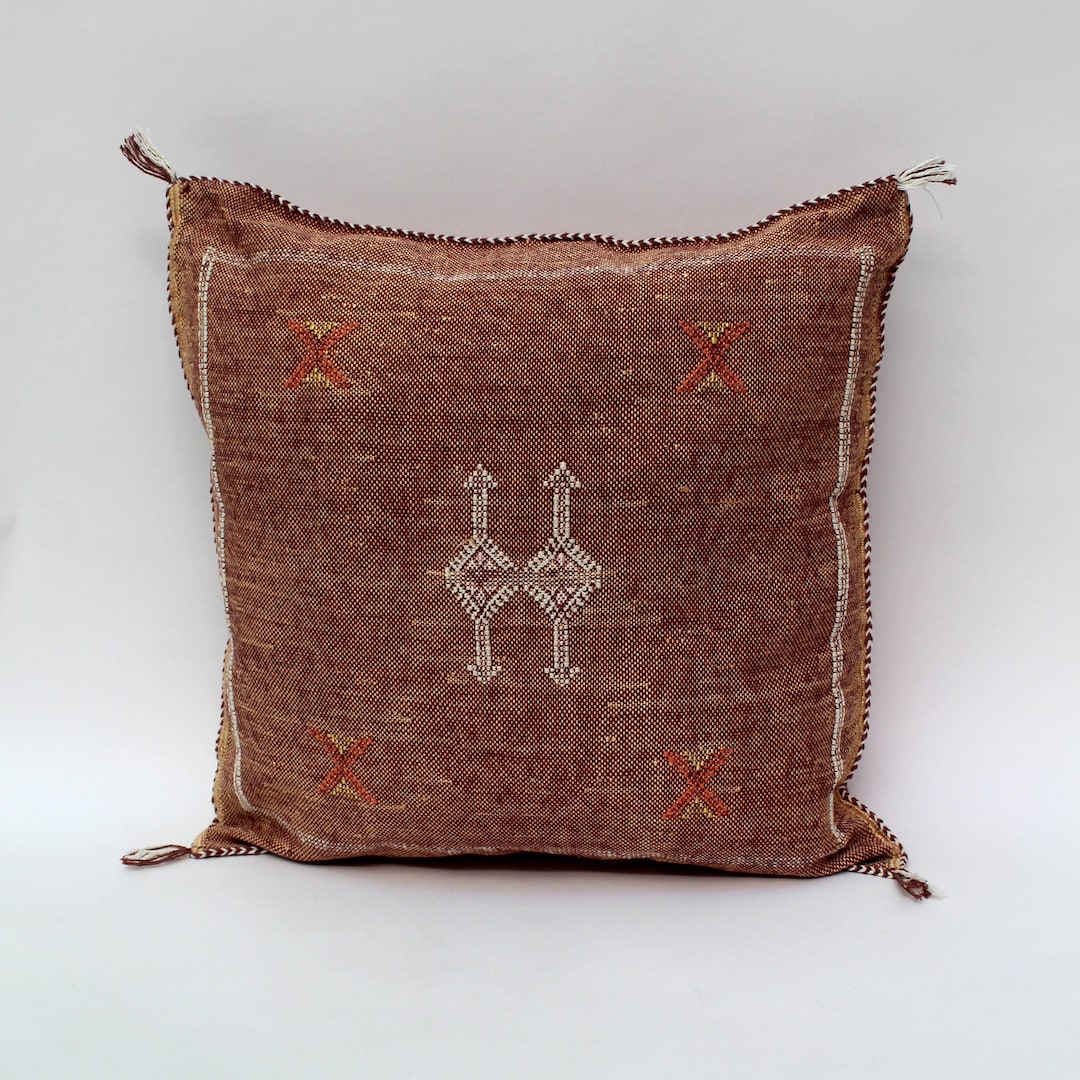 Bronze Pillows Silk All Sizes ,pillow Cactus Silk, Brown Lumbar Cushion ...