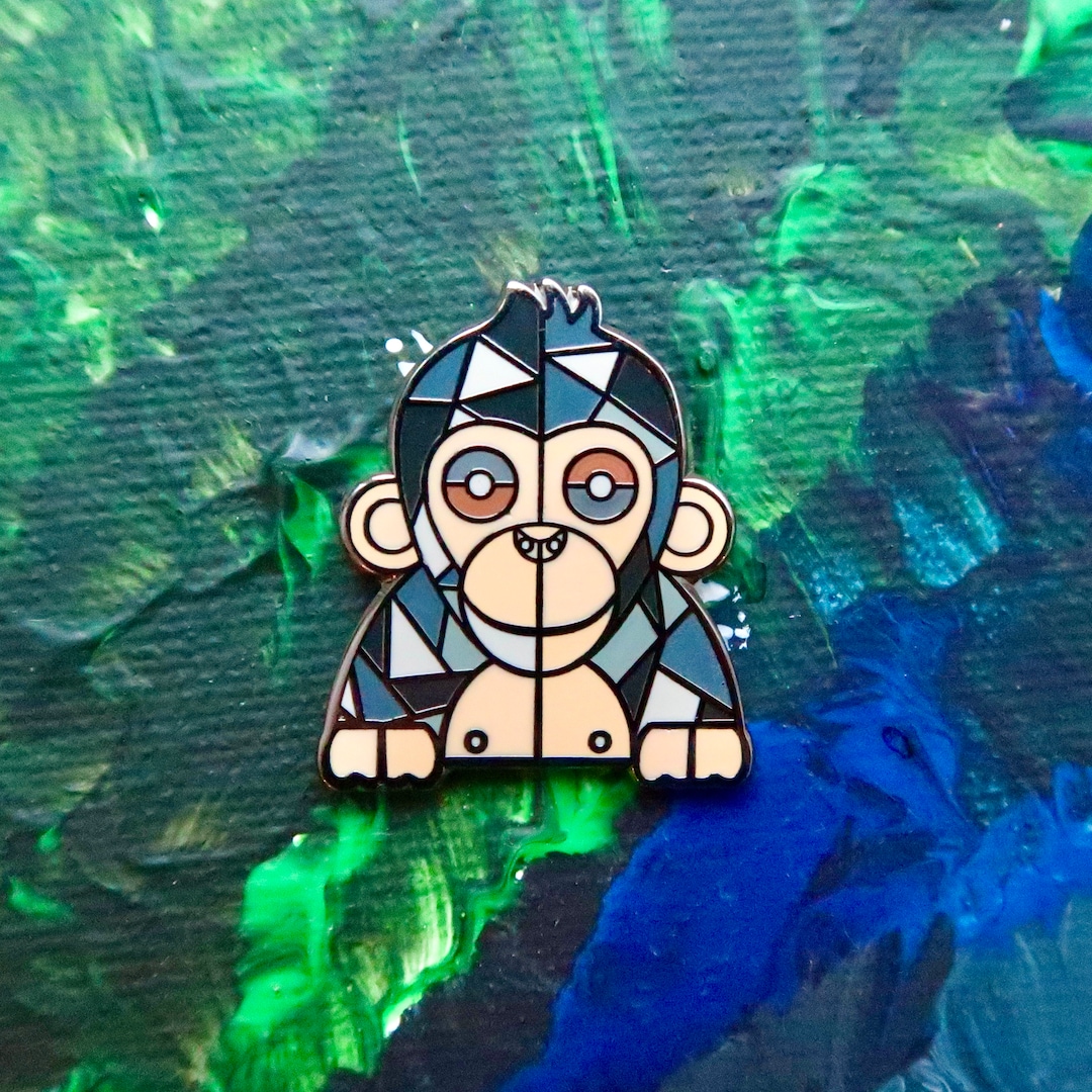 Chimpanzee Enamel Pin – Wildlife Conservation Badge (25mm) - Etsy UK