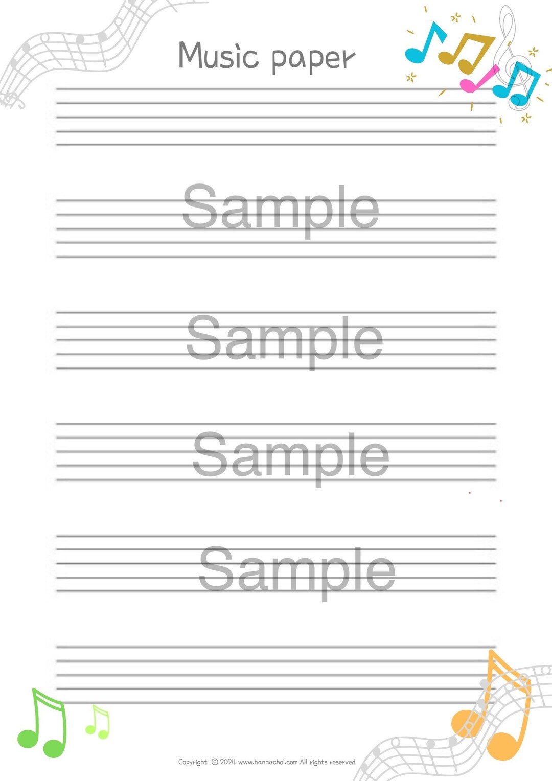 Printable Music Paper for Kids /sheetmusic, Noten in PDF - Etsy