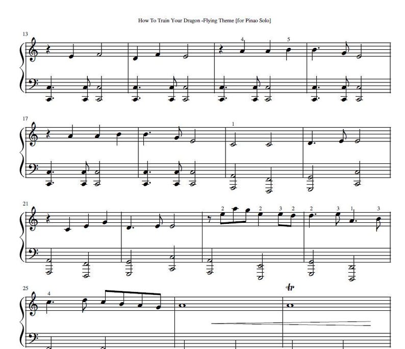 How to Train Your Dragon /piano Sheetmusic, Noten in Pdf+audio File - Etsy