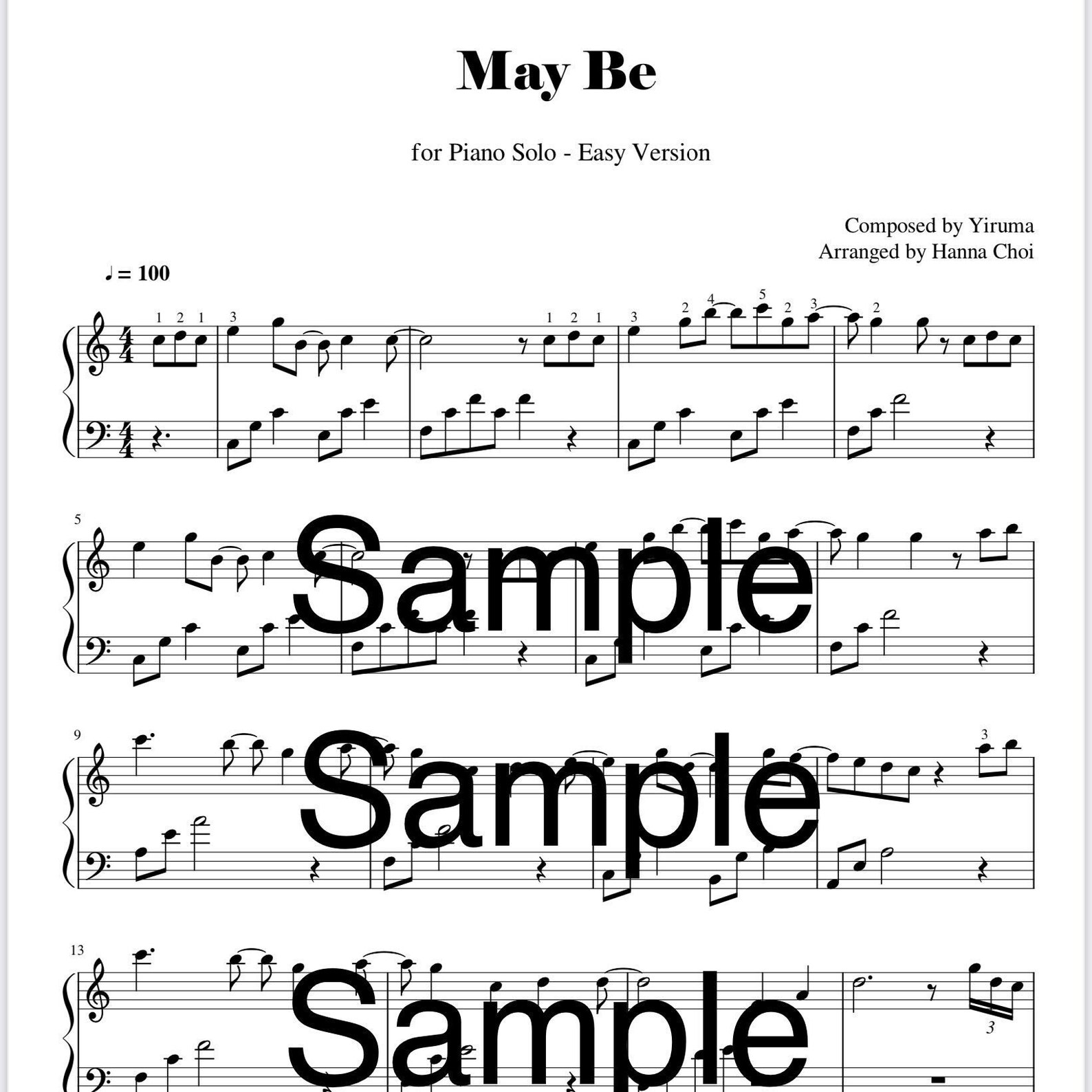 Maybe by Yiruma /piano Sheetmusic, Noten in PDF - Etsy