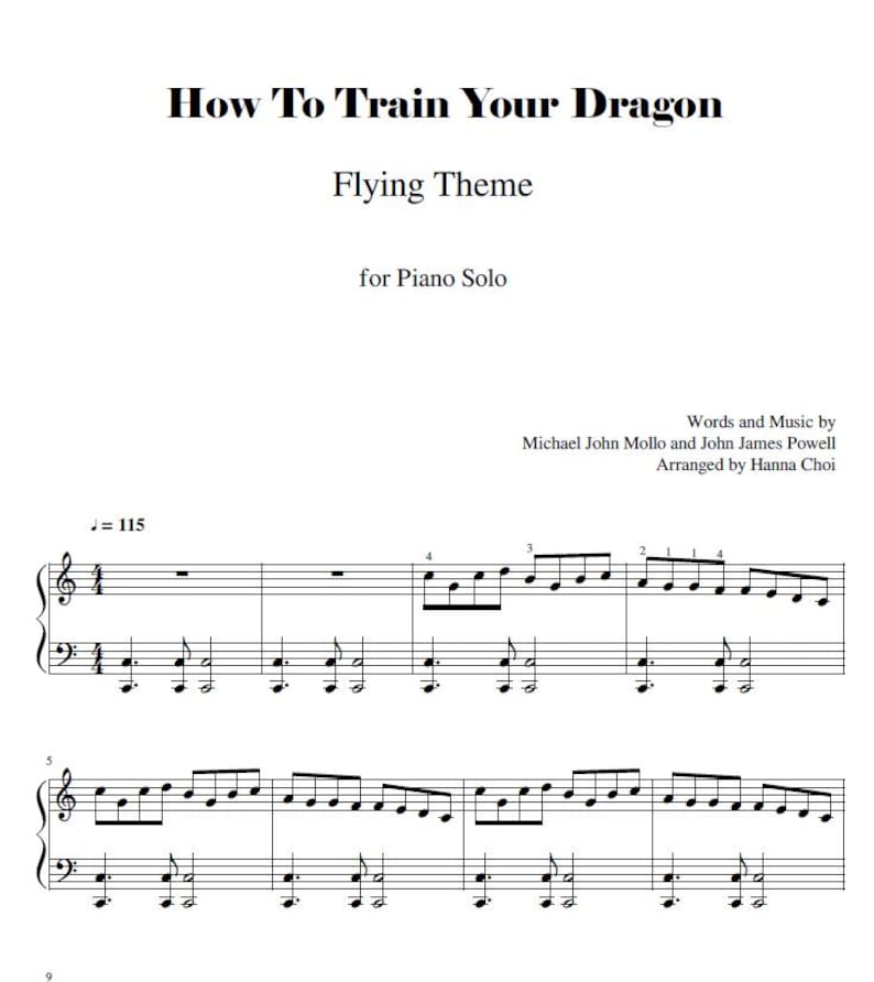 How to Train Your Dragon /piano Sheetmusic, Noten in Pdf+audio File - Etsy