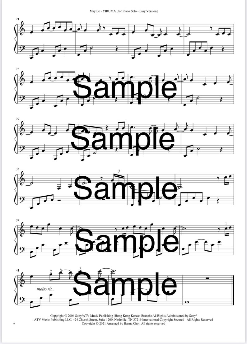 Maybe by Yiruma /piano Sheetmusic, Noten in PDF - Etsy