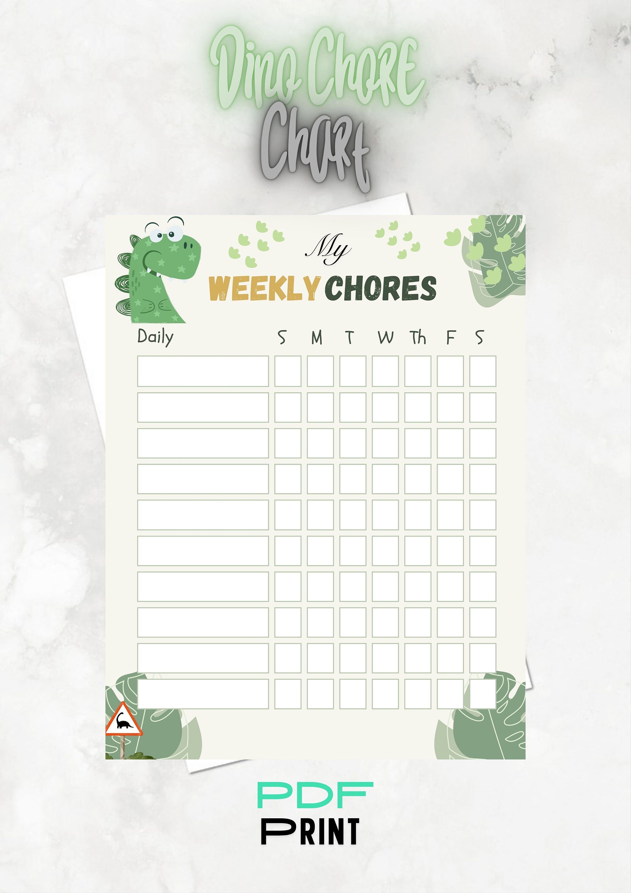 Printable Dinosaur Chore Chart for Kids L Instant Download L Chore ...