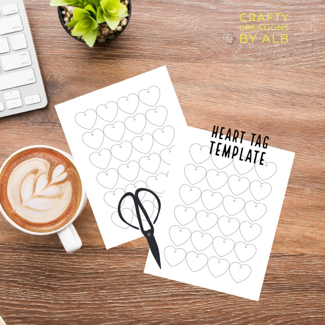 Printable Heart Tag Template Blank Tags 2 Heart Tags DIY - Etsy