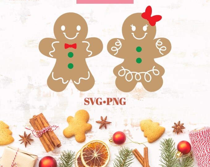 Christmas Gingerbread Couple, Digital Download Svg, Png, Gingerbread ...
