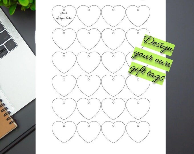 Printable Heart Tag Template L DIY Gift Tags L 2” Heart Tags L Editable ...