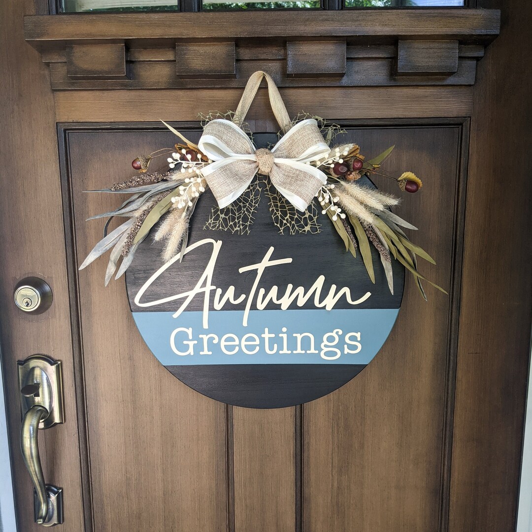 Welcome Door Hanger, Welcome Wood Circle Sign, Fall Welcome Sign ...