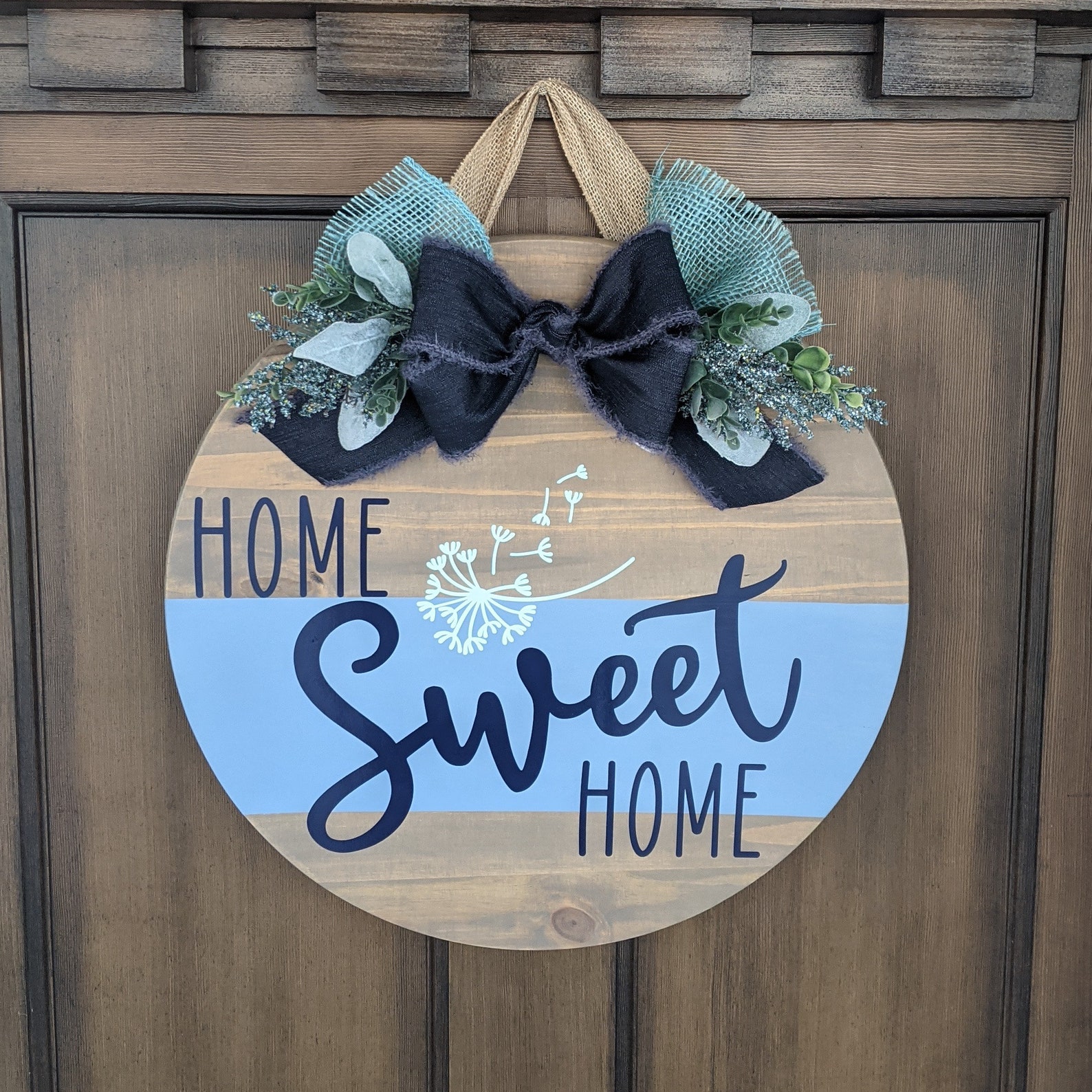 Home Sweet Home Door Hanger Wood Circle Sign Welcome Door - Etsy