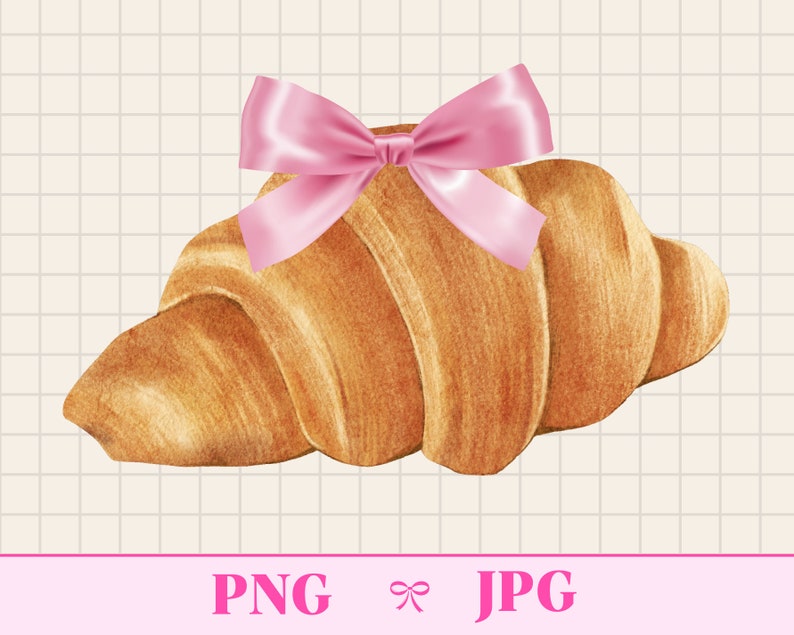Croissant Png, Bow Croissant, Preppy Bow Png, Bow Graphic, Coquette Png ...