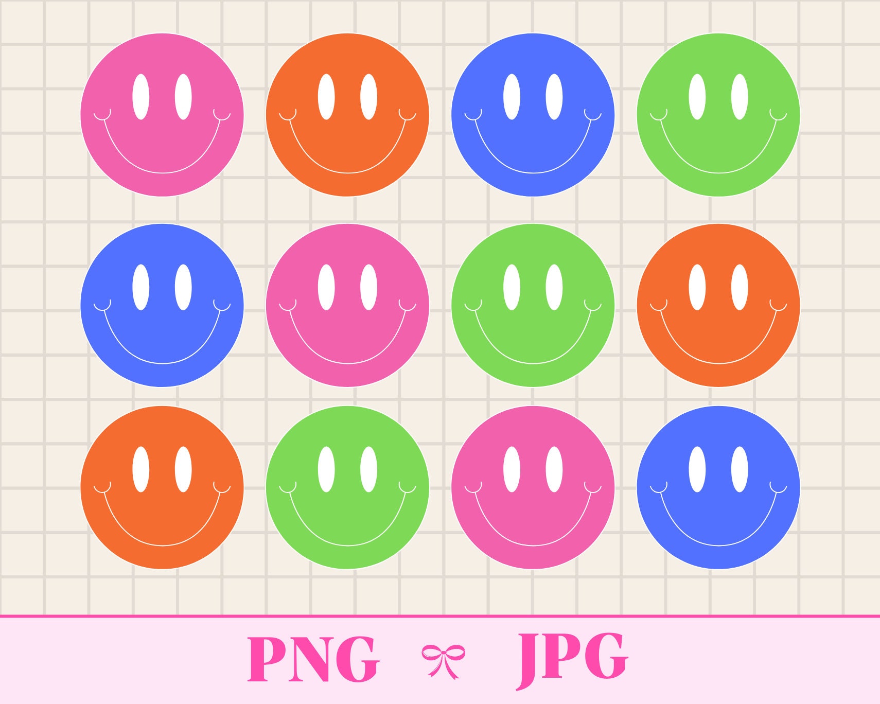 Neon Smiley Face Png Smiley Face Sublimation Preppy Png Sublimation ...