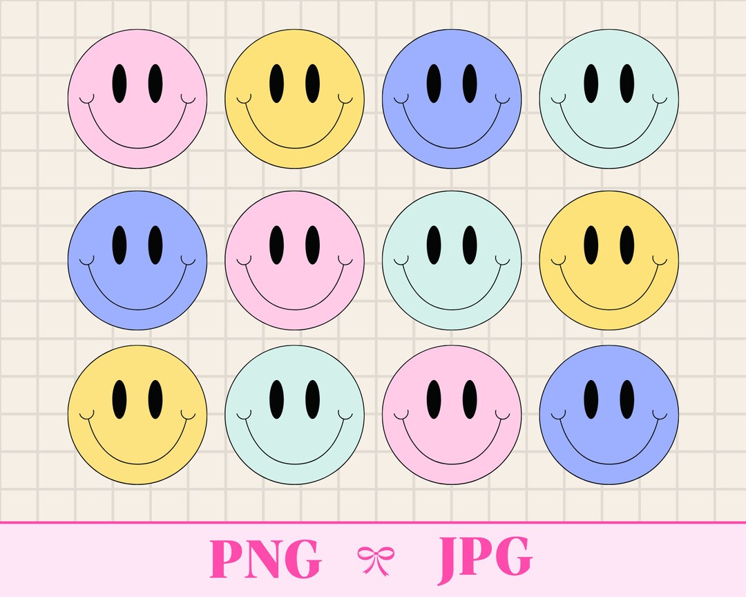 Pastel Smiley Face Png Smiley Face Sublimation Preppy Png Sublimation ...