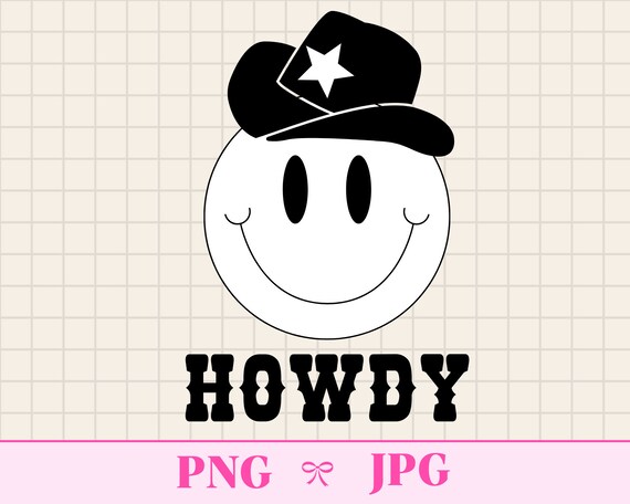 Howdy Png Smiley Face Digital Download Preppy Digital | Etsy