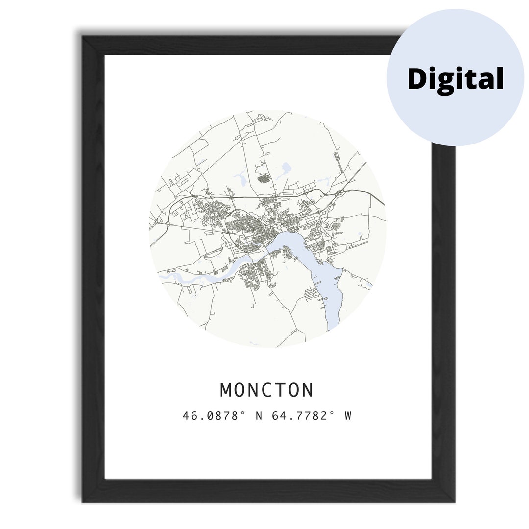 Moncton DIGITAL Map Print, personalisierte Karte Print ...