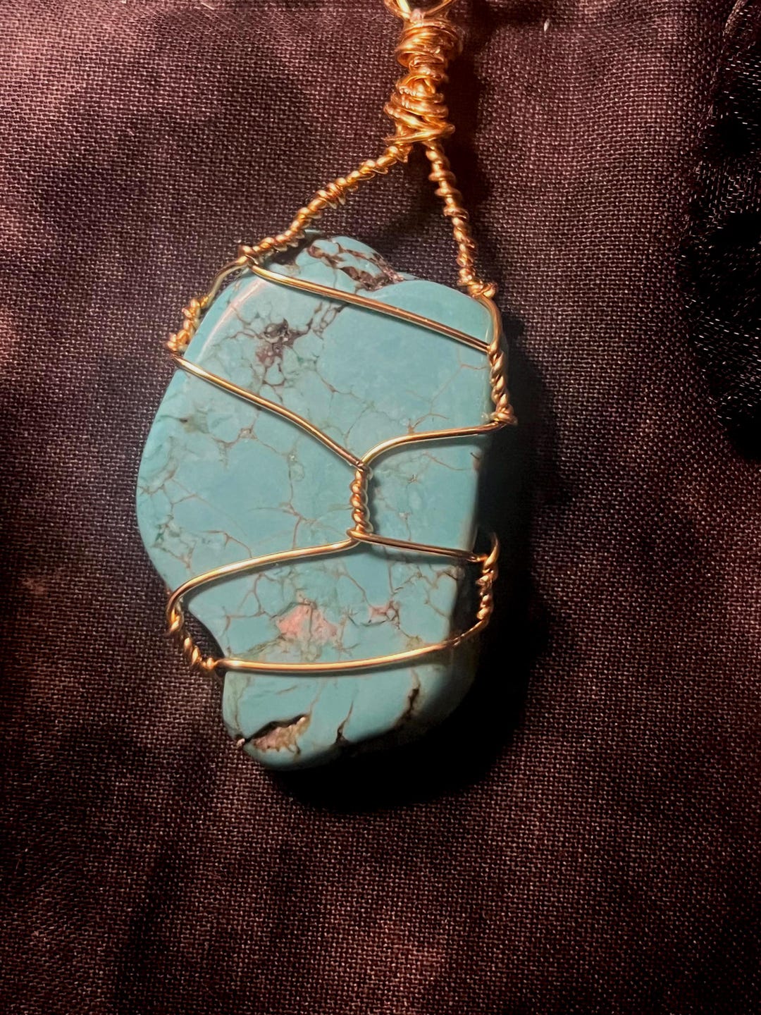 Hand Wrapped Blue Magnesite Necklace - Etsy