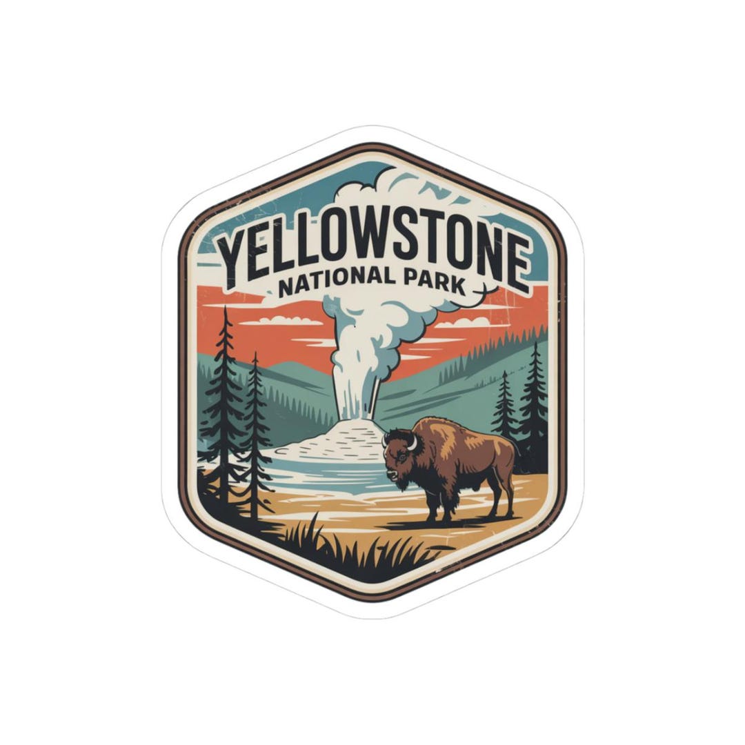 Yellowstone National Park Kiss-cut Stickers, Scenic Bison Sticker ...
