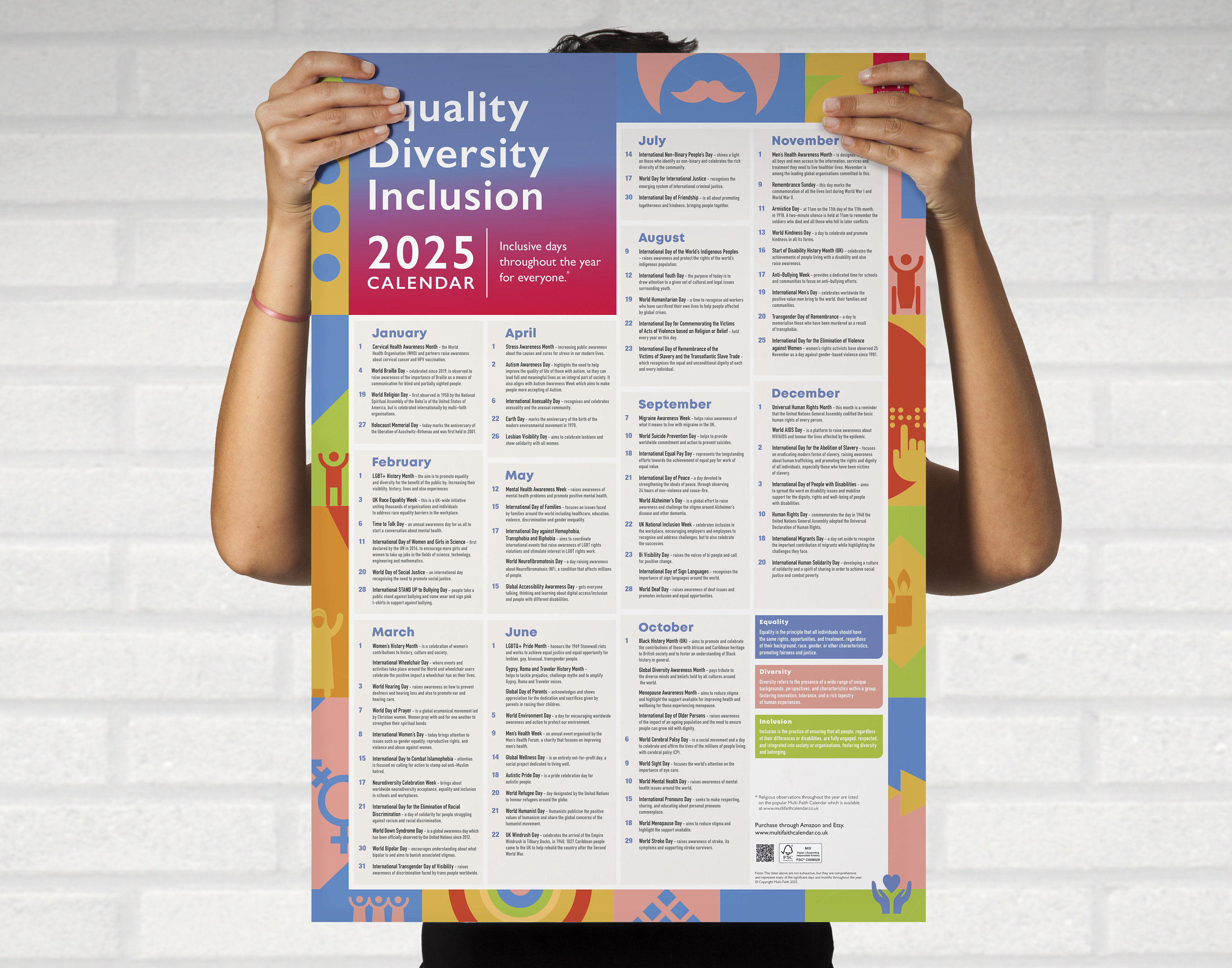 Equality Diversity Inclusion (EDI) Calendar 2025 | A2 Poster | Planner ...