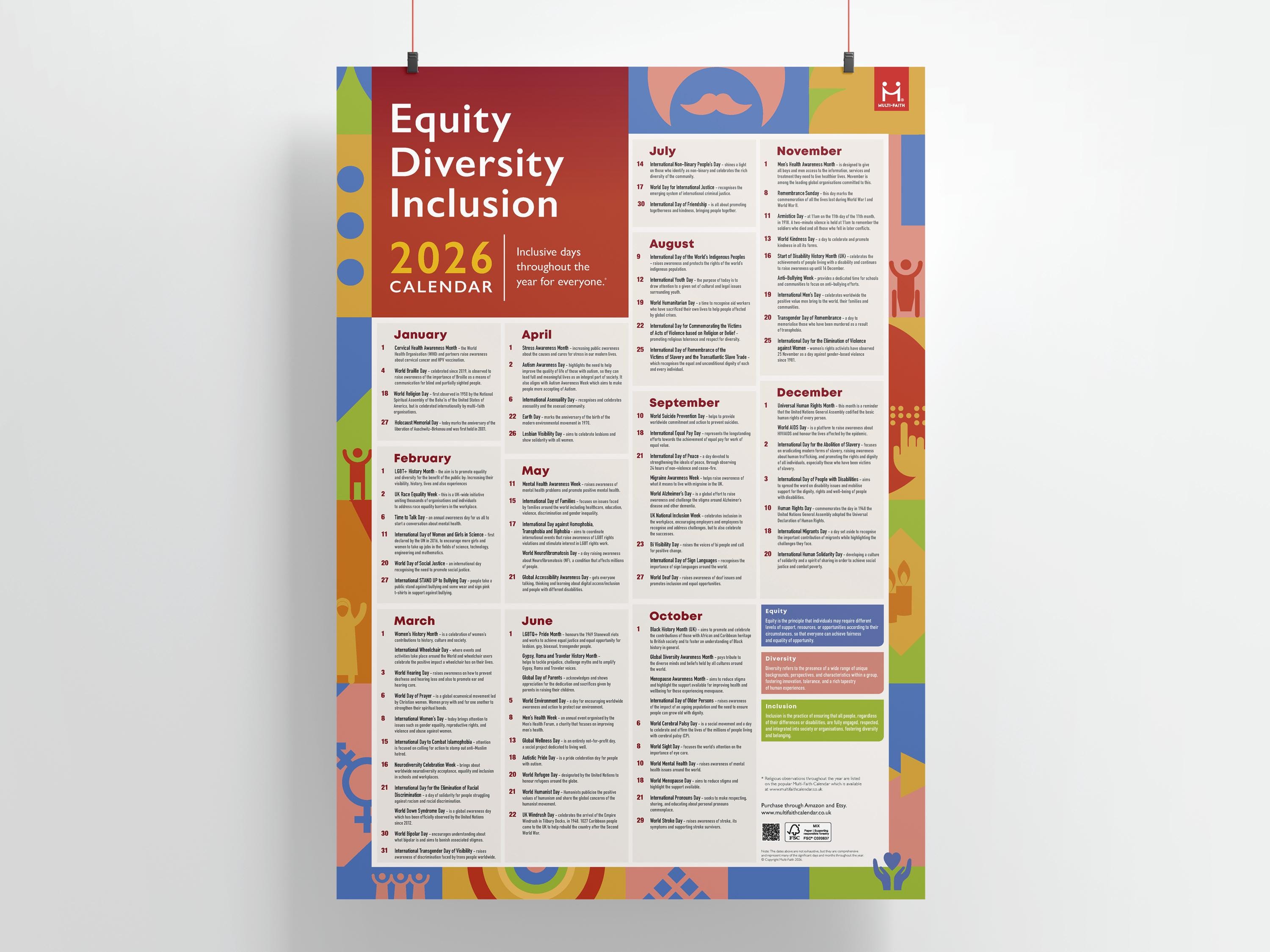 Equity Diversity Inclusion (EDI) Calendar 2026 | A2 Poster | Planner ...