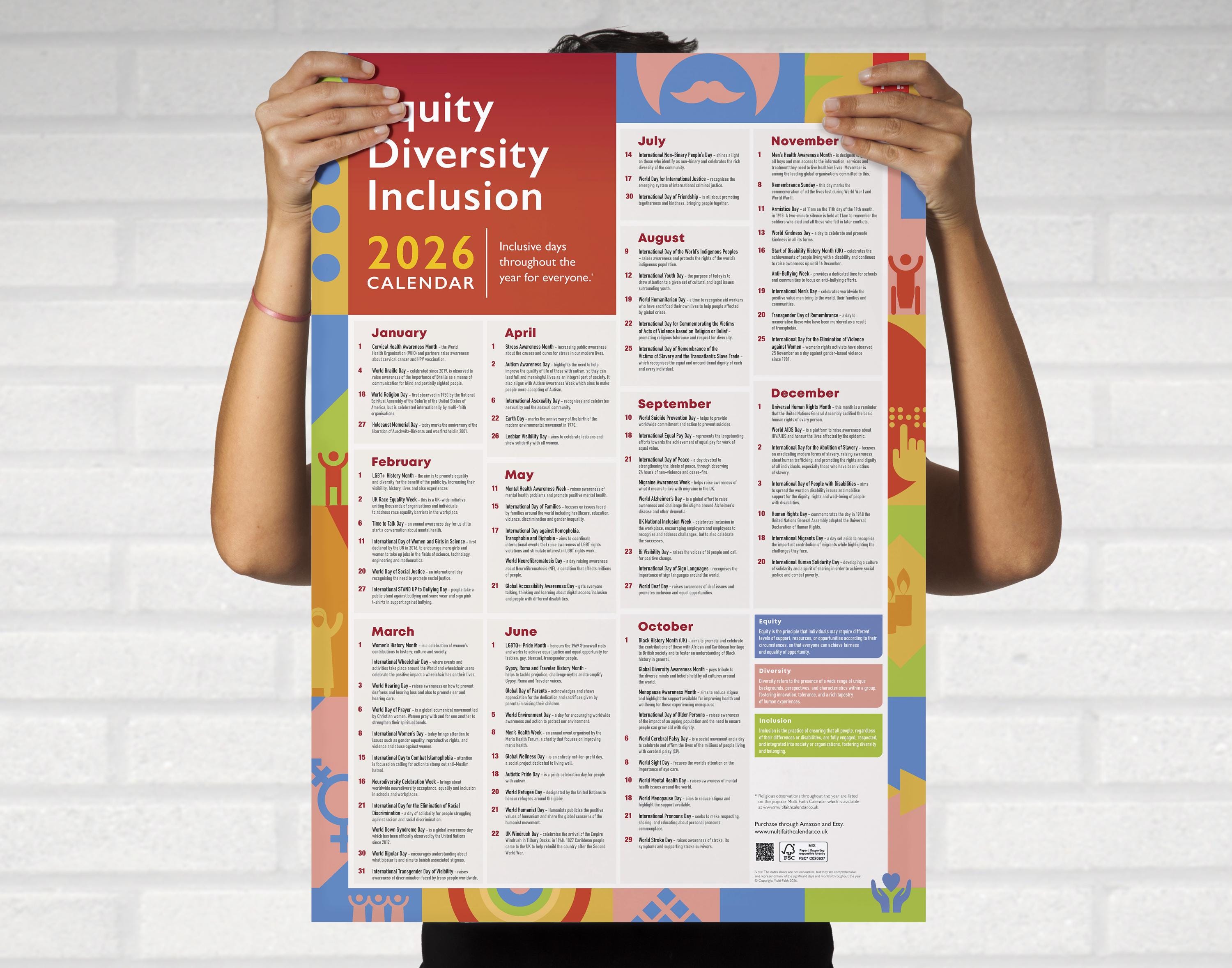 Equity Diversity Inclusion (EDI) Calendar 2026 | A2 Poster | Planner ...