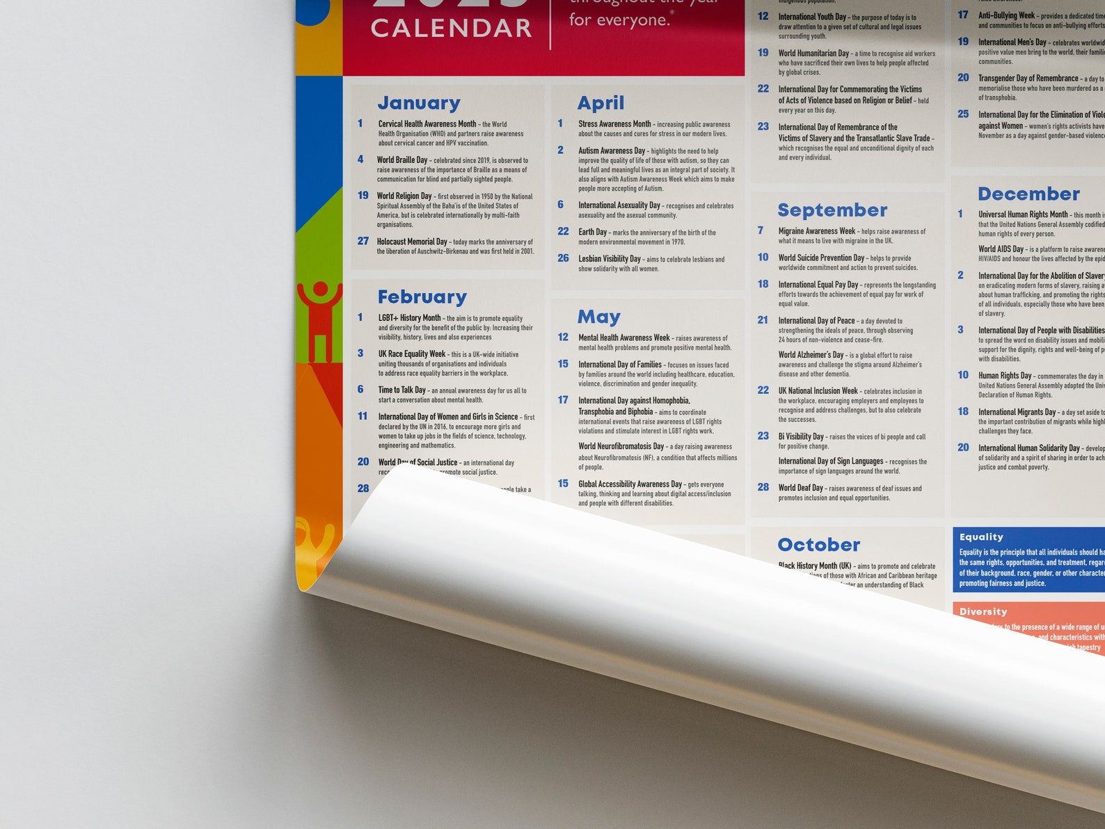 Equality Diversity Inclusion (EDI) Calendar 2025 | A2 Poster | Planner ...
