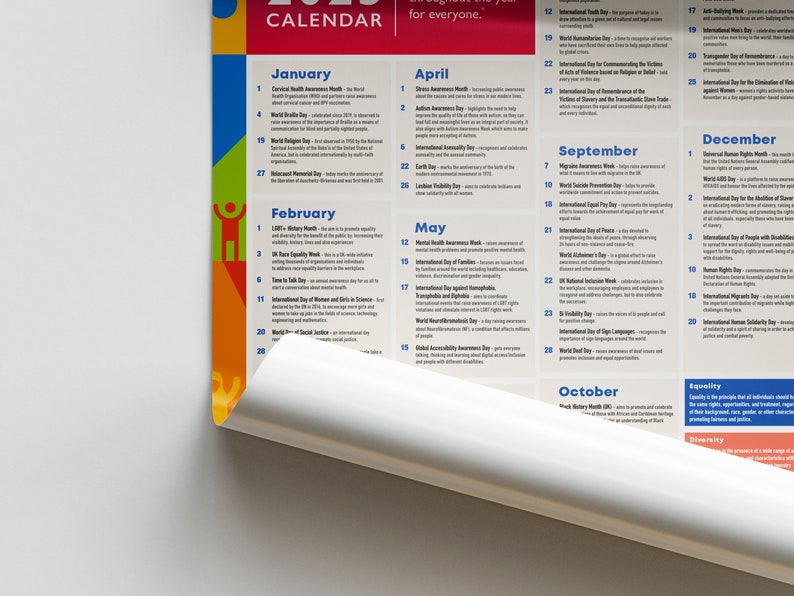 Equality Diversity Inclusion (EDI) Calendar 2025 | A2 Poster | Planner ...